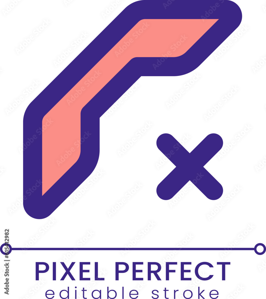 Decline call pixel perfect RGB color ui icon. Cancel dialing. Messenger ...