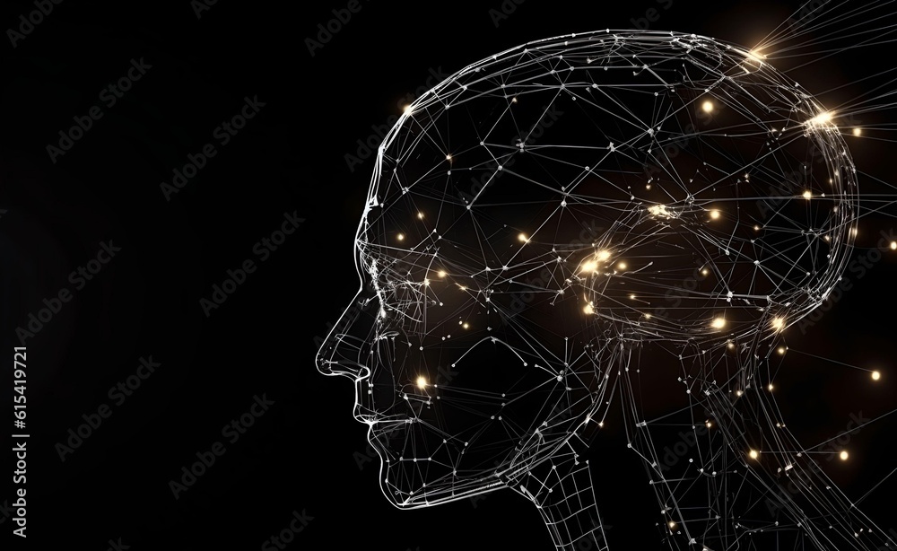 AI Neural Nets. Futuristic Background of Artificial Intelligence Neural Networks. Black ...