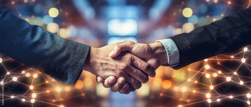 Business networking concept with focus on customer support. A handshake ...