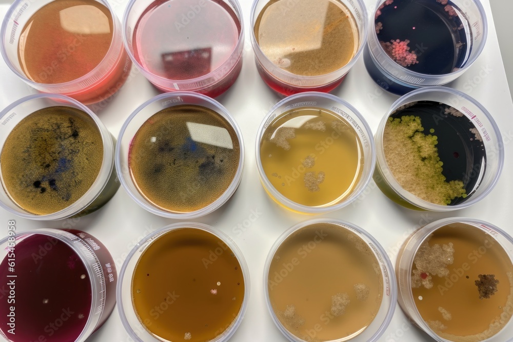 microbial cultures of different strains and species being compared side ...