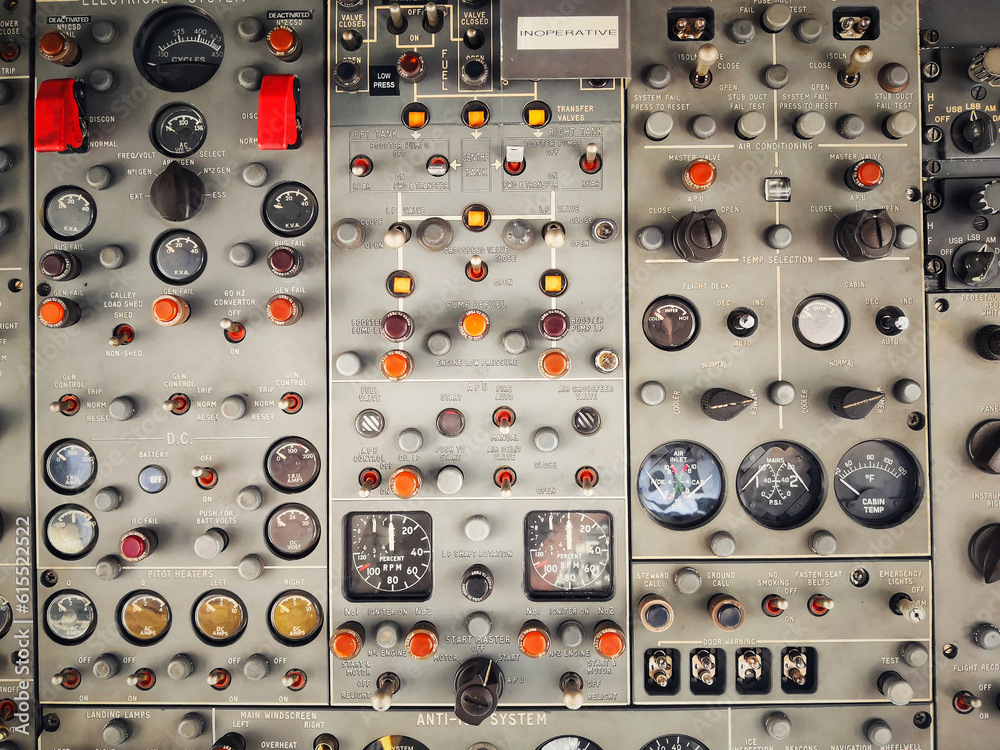 Control panel in a plane cockpit Stock Illustration | Adobe Stock
