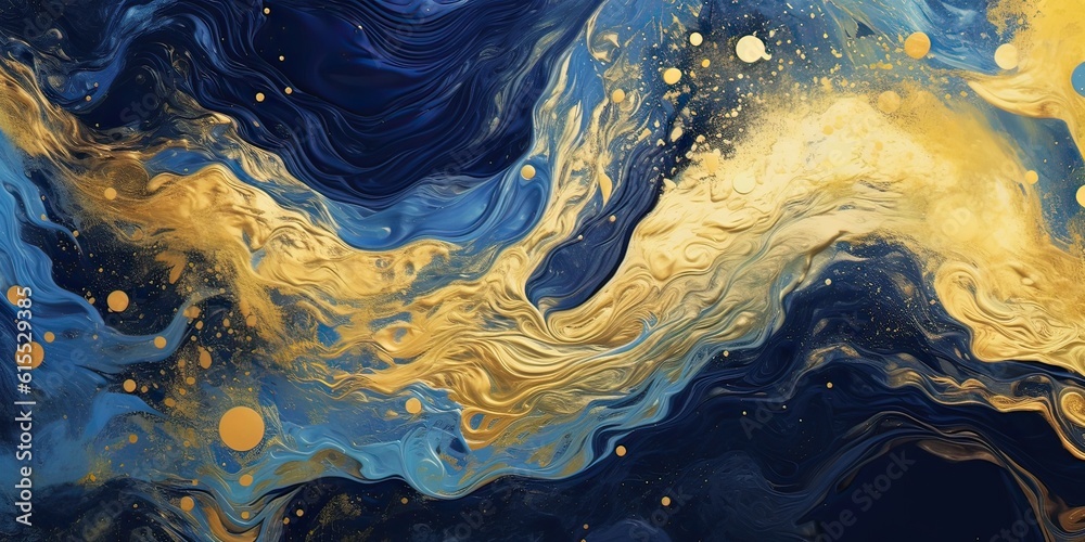 Generative AI illustration of liquid swirls in beautiful navy blue ...