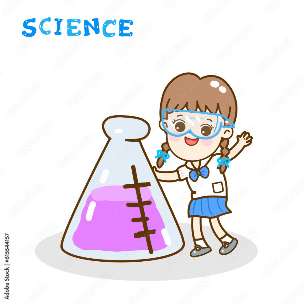 Cartoon kids learning science classroom. Stock Vector | Adobe Stock