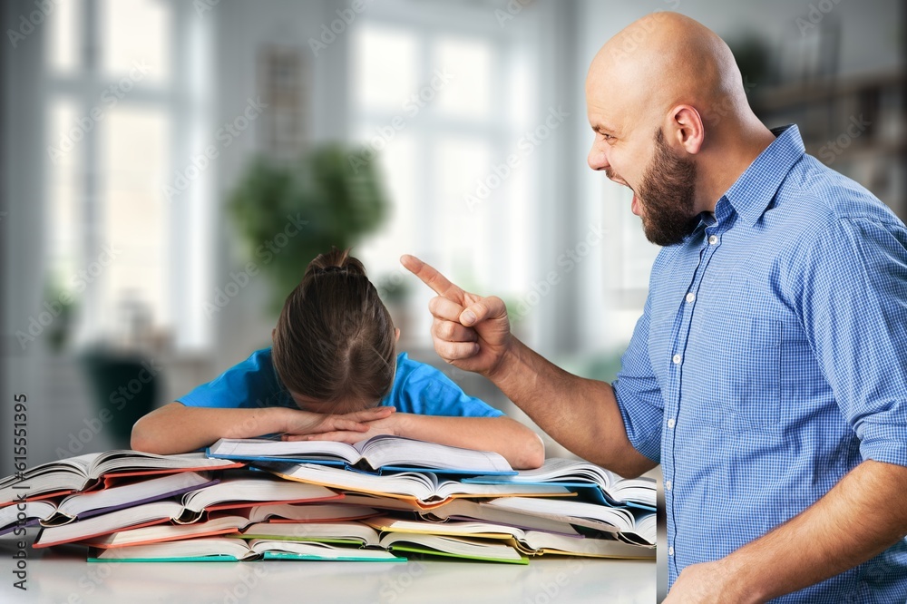 angry upset parents yelling on little child, AI generated image Stock ...