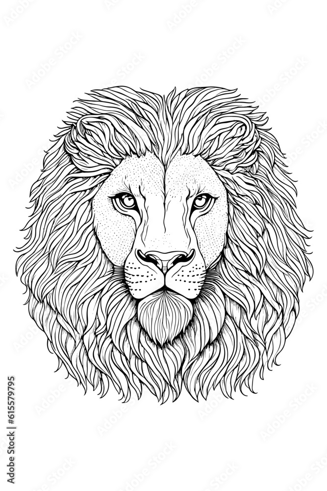 Lion head coloring page. Antistress. Hand drawn doodle zentangle lion ...