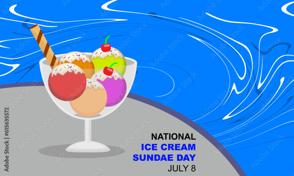 Ice cream with various flavors in a glass container with chocolate ...