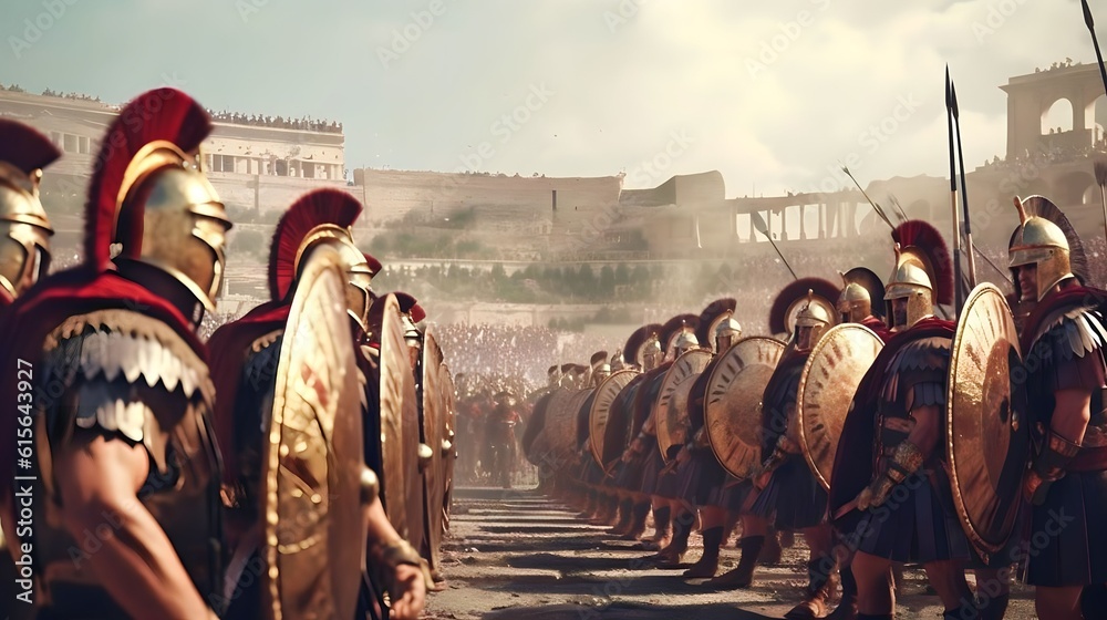 anchient roman background design, soldiers moments before entering the ...