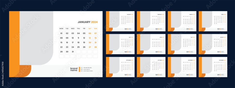 calendar, 2024, wall, calender, template Stock Vector | Adobe Stock