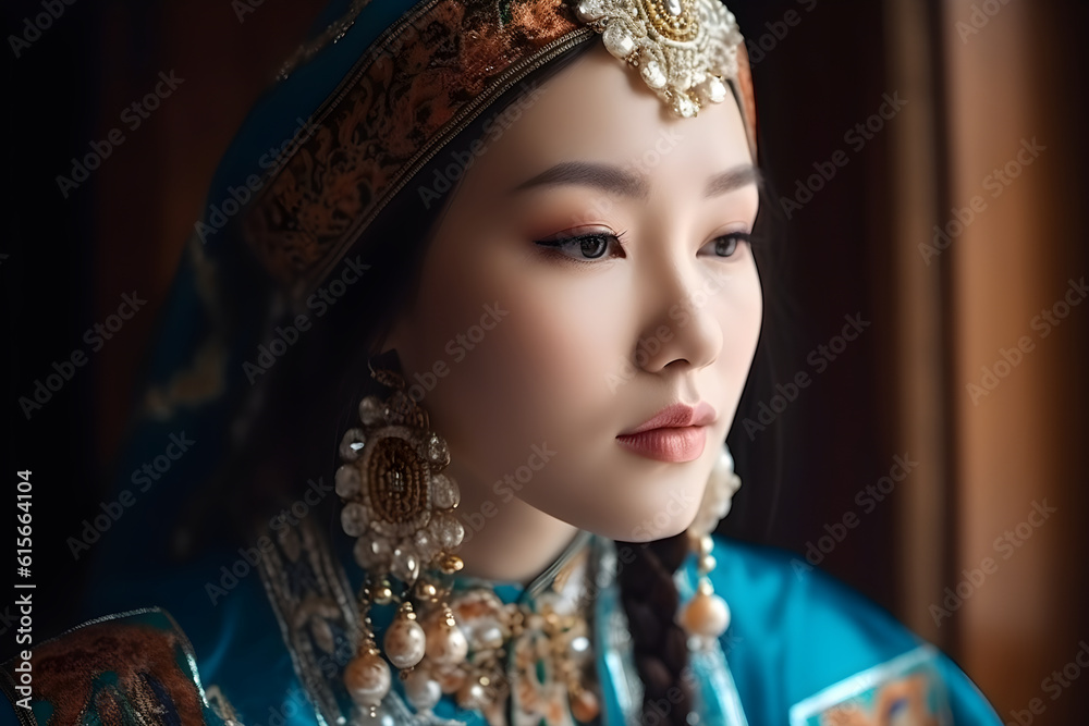 Generative ai portrait of beautiful asian kazakh mongolian chinese ...