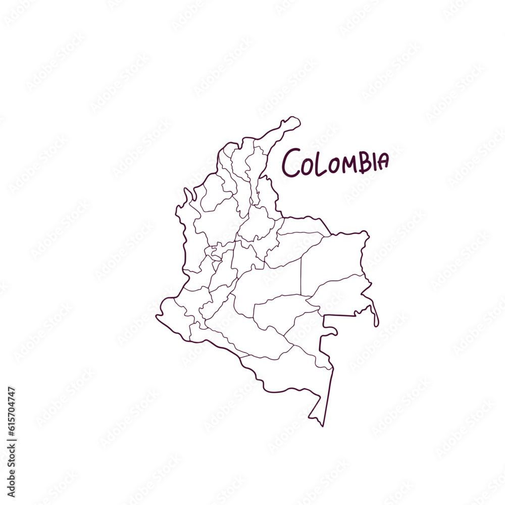 Hand Drawn Doodle Map Of Colombia. Vector Illustration 素材庫向量圖 | Adobe Stock