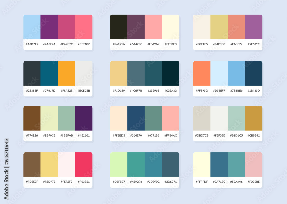Pantone colour palette catalog samples in rgb hex. Color swatch. Stock ...