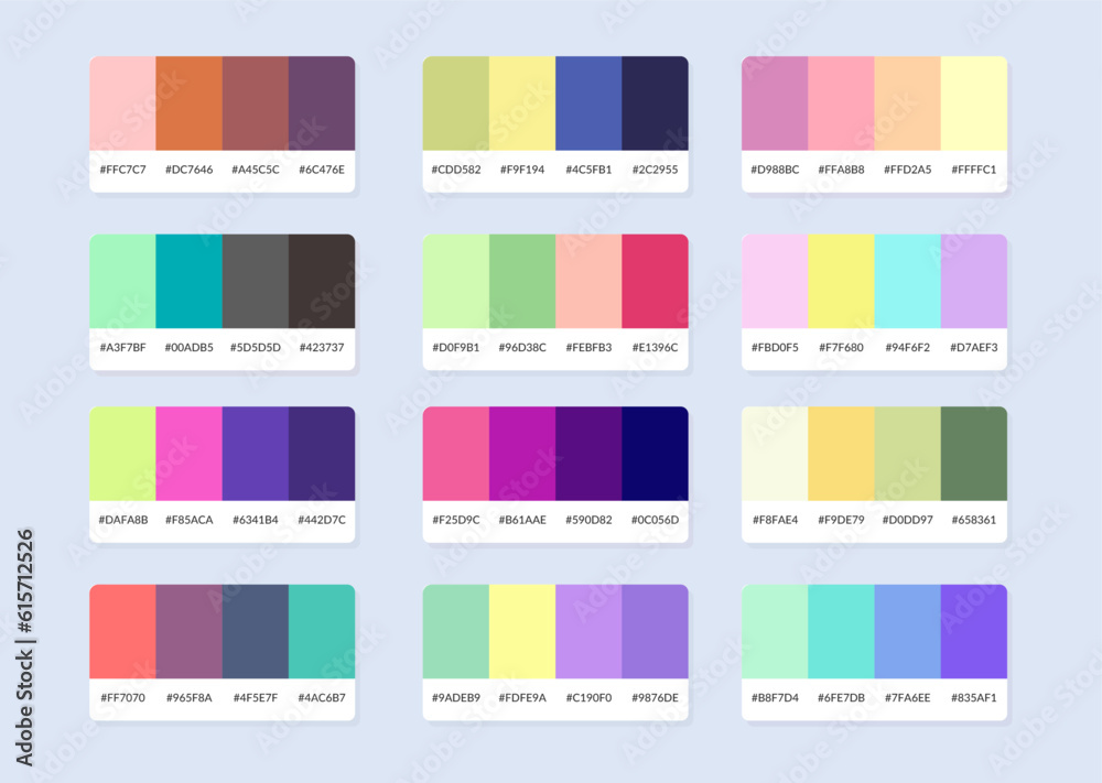 Pantone colour palette catalog samples in rgb hex. Color swatch. Stock ...