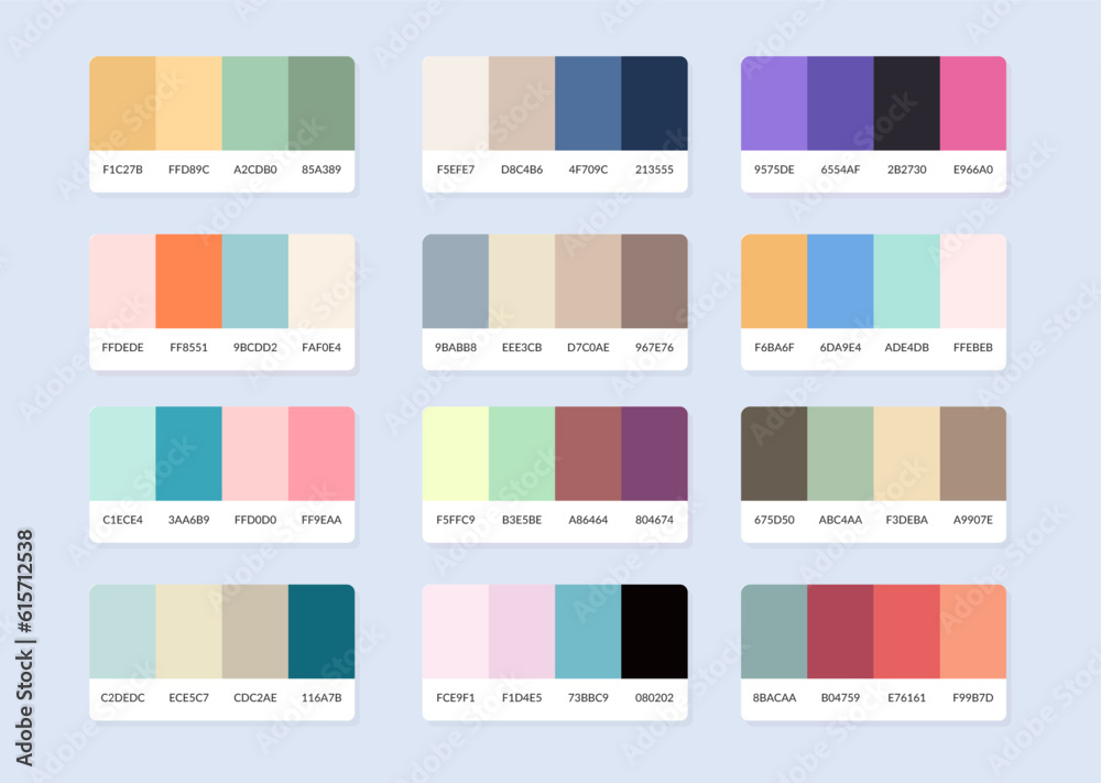 Pantone colour palette catalog samples in rgb hex. Color swatch. Stock ...