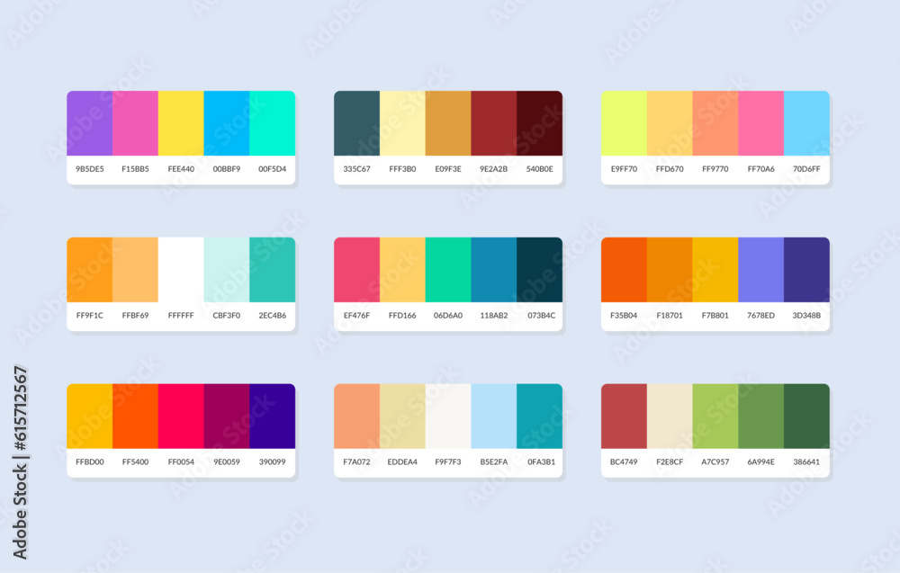 Pantone colour palette catalog samples in rgb hex. Color swatch. Stock ...