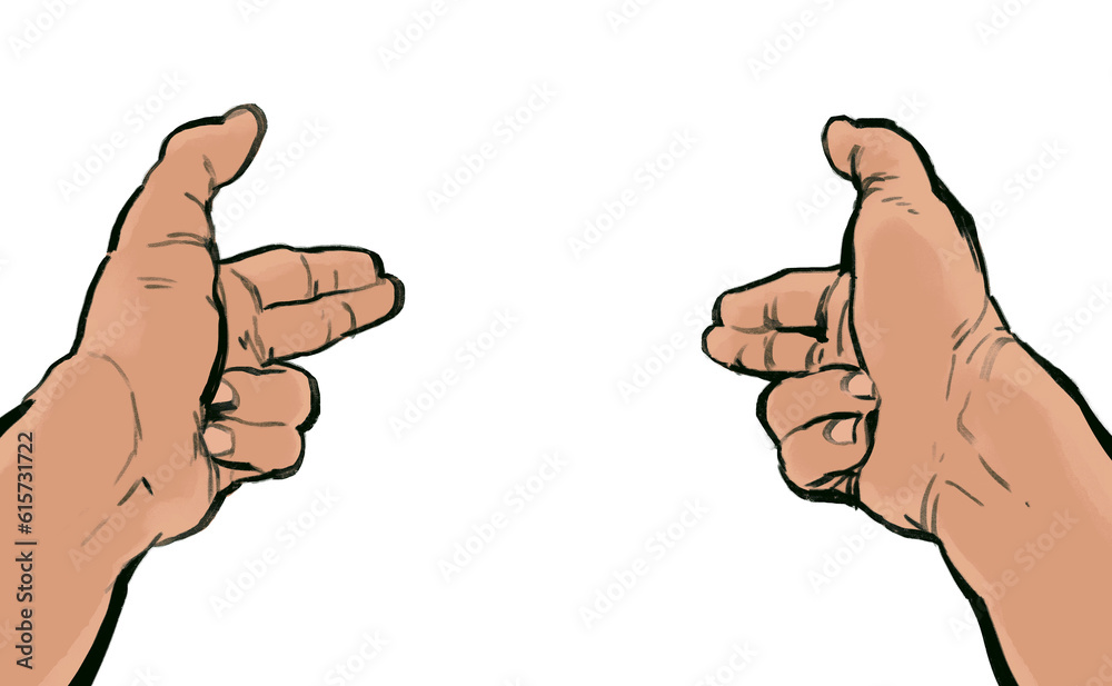 Stylized illustration of a pair of hands doing finger guns gesture in ...