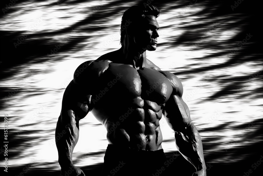 bodybuilder muscles silhouette. AI Generated Stock Illustration | Adobe ...