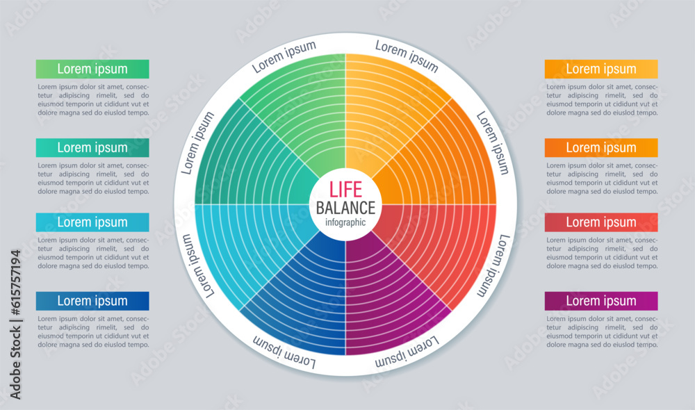 Life balance infographic chart design template. Abstract infochart with ...
