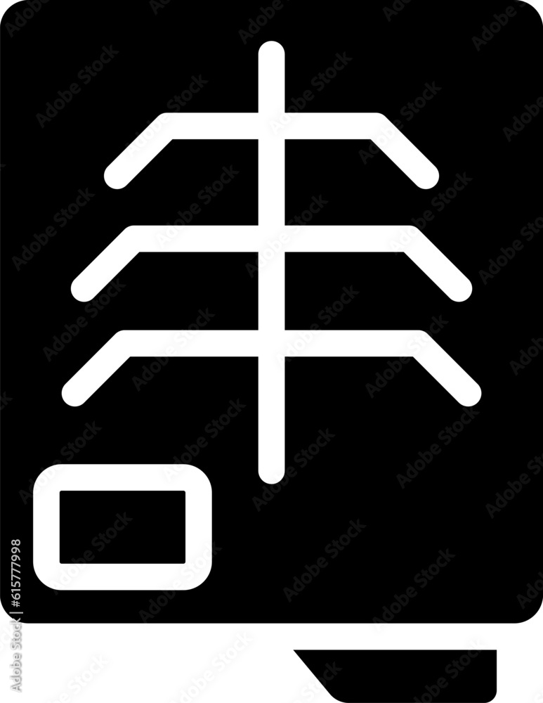 Radiography test black glyph icon. Radiology checkup. Chest image ...