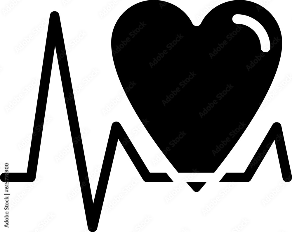 Cardiology black glyph icon. Cardiovascular system examination. Medical ...