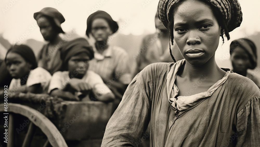 African American slaves family or group of black slaves. representing ...