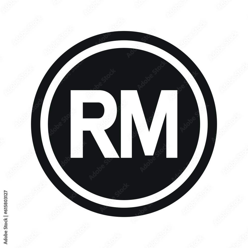 Malaysian ringgit coin symbol. black and white Flat currency icon ...
