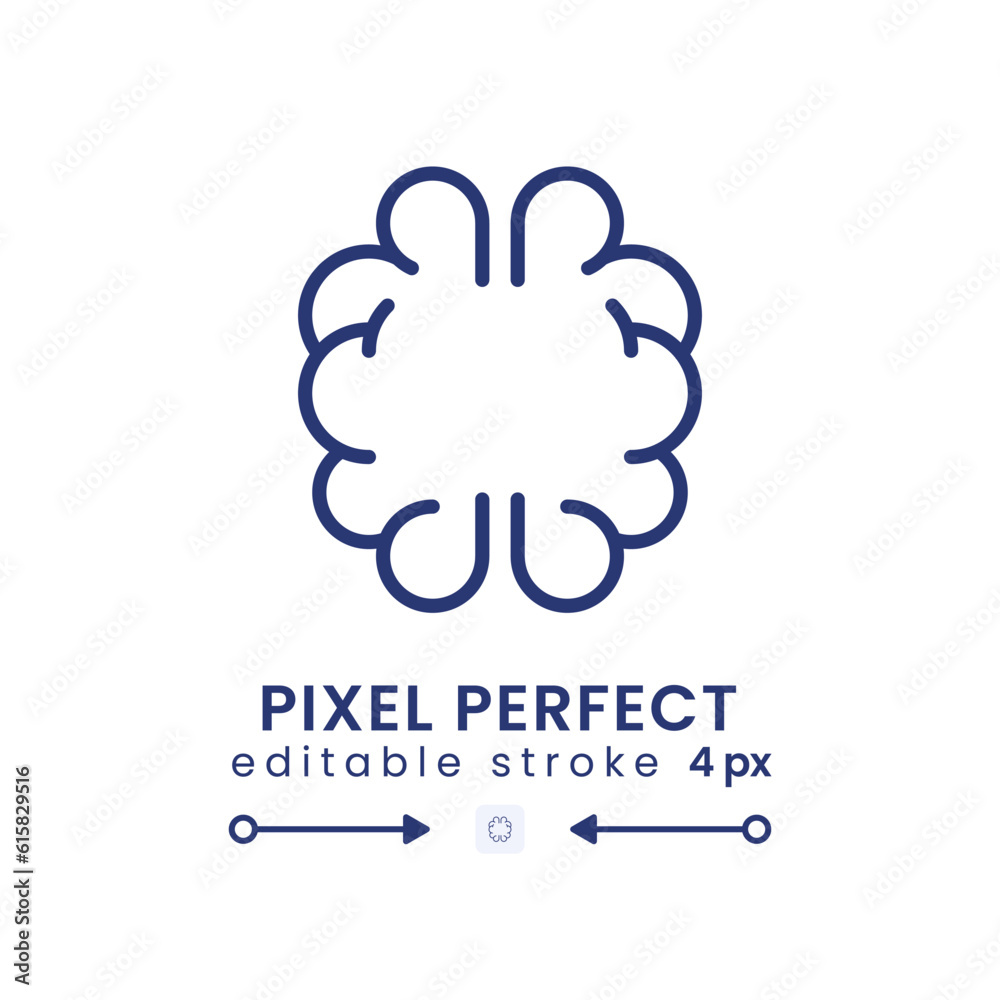 Human brain linear desktop icon. Nervous system. Cognitive intelligence ...