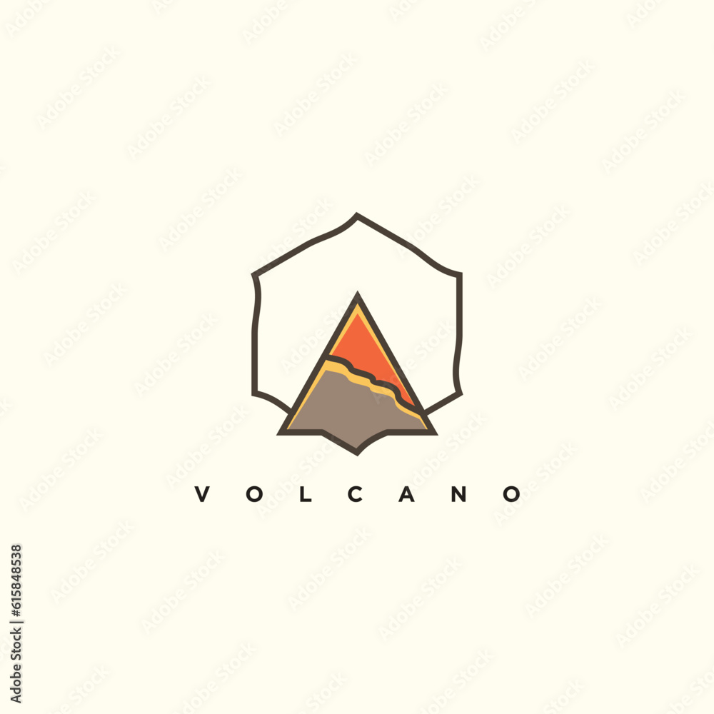 Volcano logo design with unique illustration Stock Vector | Adobe Stock
