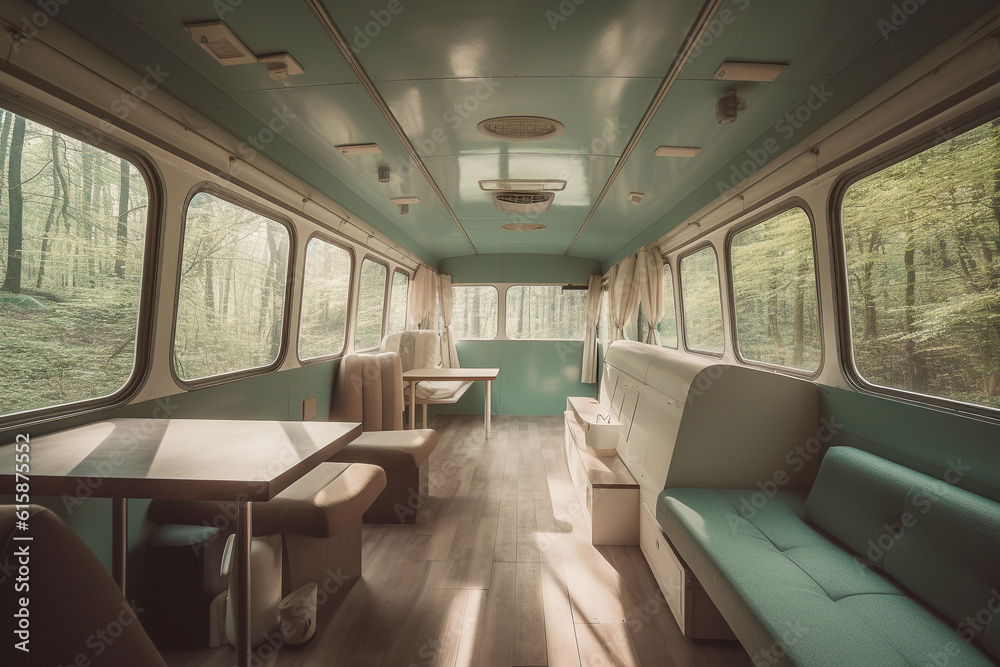 Minimalist motor home Aesthetic pastel color palette. Centered ...