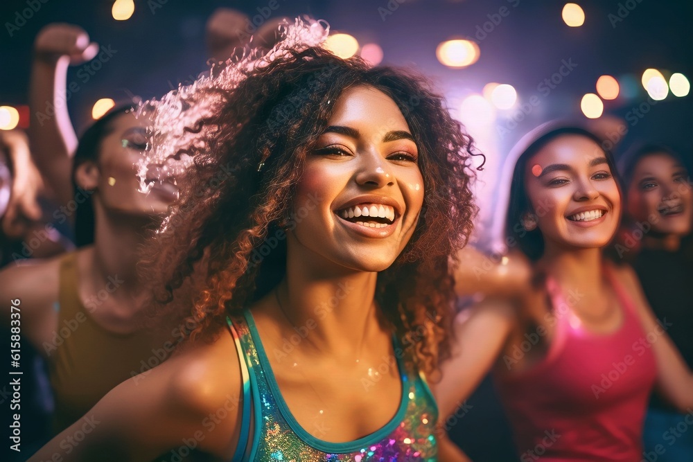 group of young women dancing together during a fitness class, Women ...
