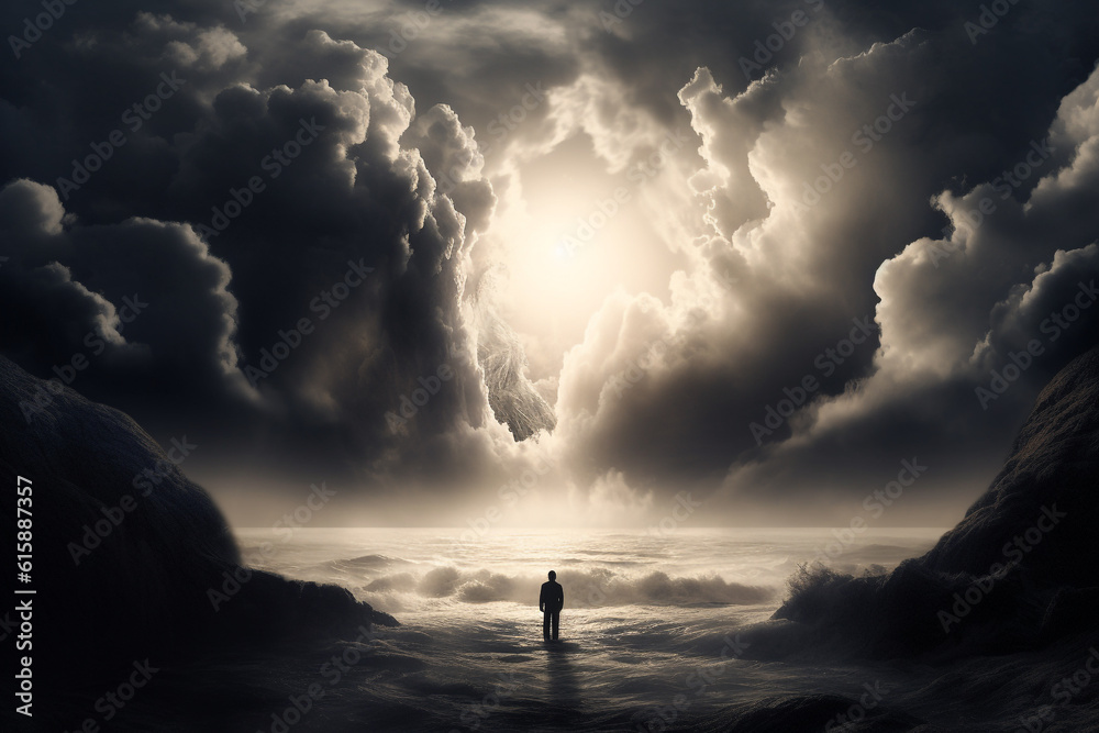 Culture and religious, states of mind concept. Surreal God, faith, life ...