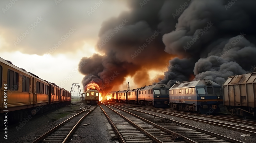 Ilustración de Stock Wagons freight train carrying hazardous substances ...