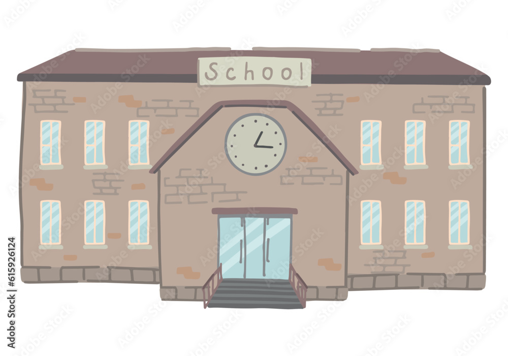 Doodle of school building front. Back to school clipart. Cartoon style ...