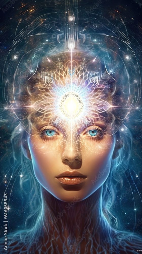 Female spiritual guide, young starseed woman, concept of love ...