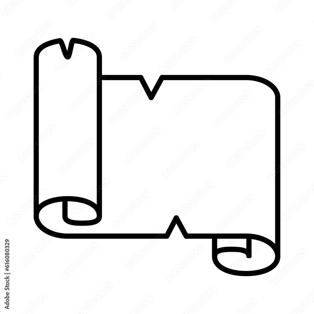 Rollo de papel antiguo. Silueta de pergamino lineal para su uso en ...