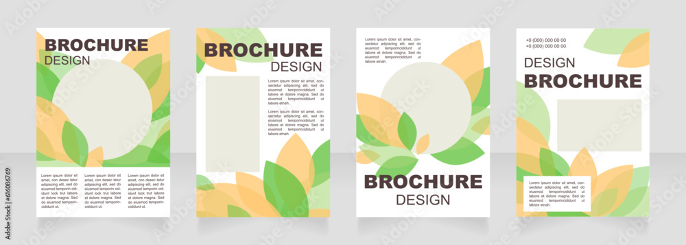 Harvest season blank brochure layout design. Fall leaves. Vertical ...