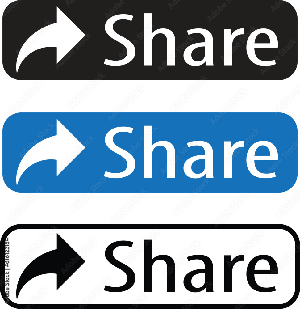 button share icon. Blue button sign. Share symbol. Social Media Button ...