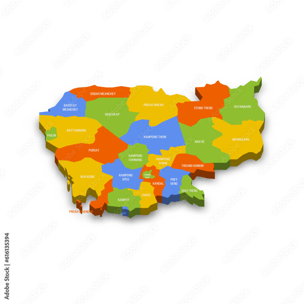 Cambodia political map of administrative divisions - provinces and autonomous municipality of ...