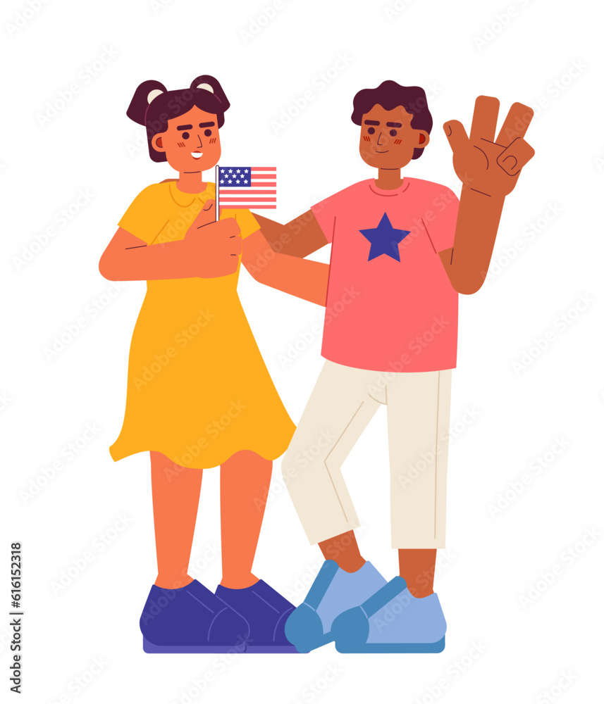 Image vectorielle Stock July 4 kids flat vector spot illustration ...