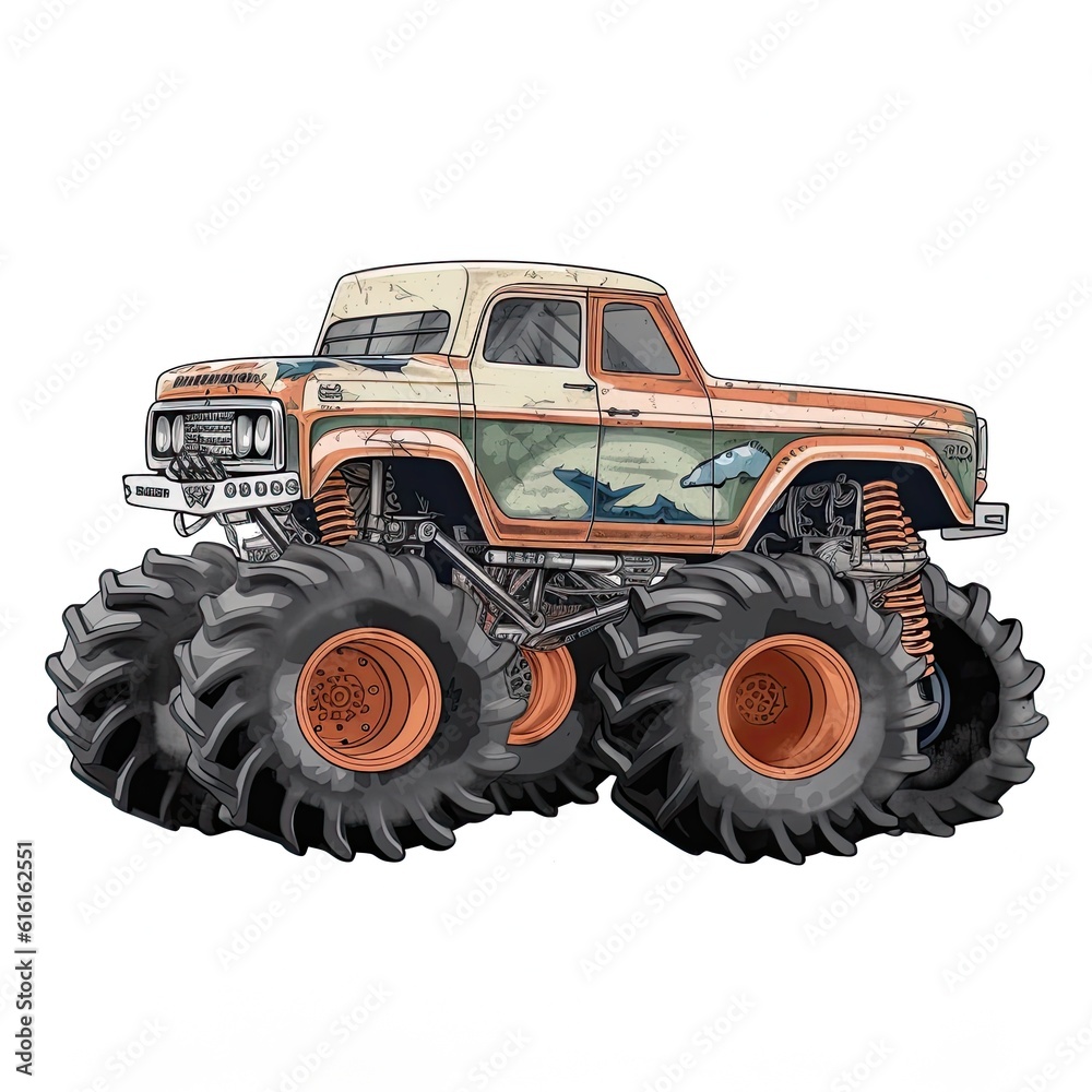 Off-road monster truck isolated on white background. illustration ...