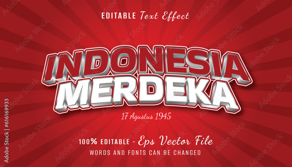 indonesia merdeka 3d text effect design Stock Vector | Adobe Stock