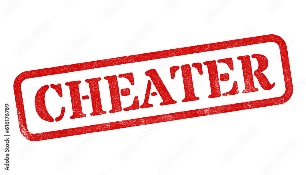 Cheater red rubber stamp isolated on transparent background with ...