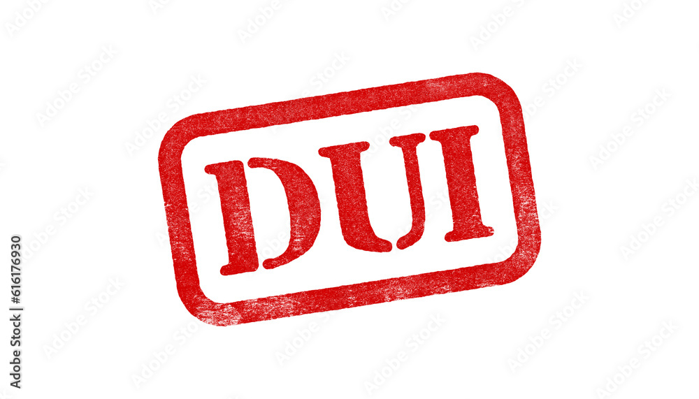 DUI red rubber stamp isolated on transparent background with distressed ...