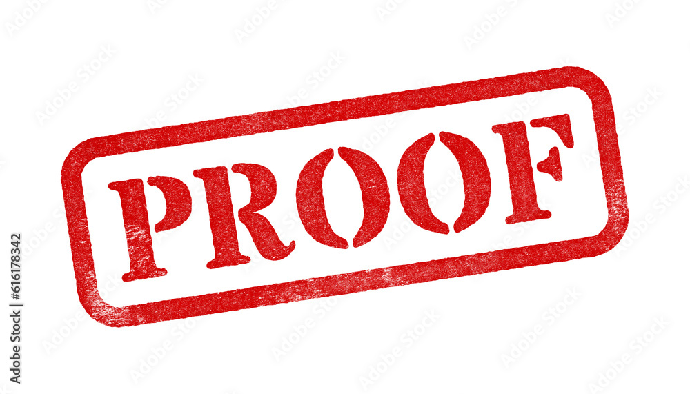 Proof red rubber stamp isolated on transparent background with ...