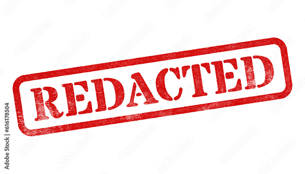 Redacted red rubber stamp isolated on transparent background with ...