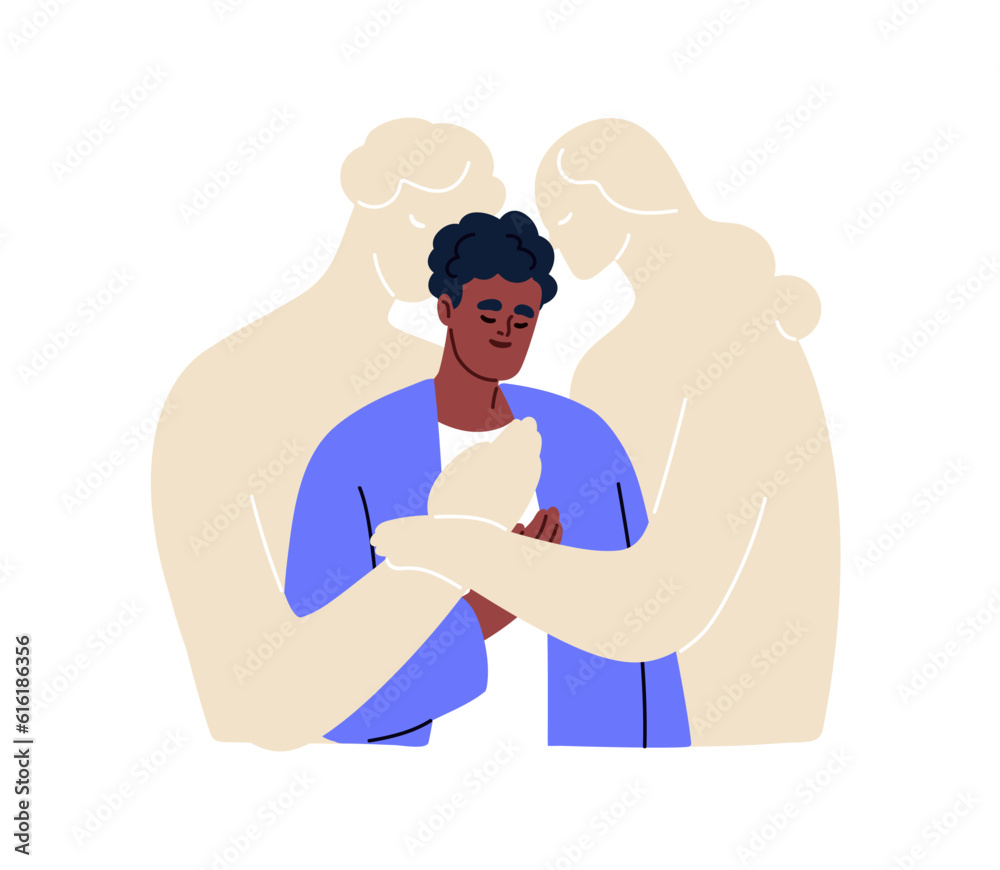 Person missing departed dead parents. Orphan thinking, remembering lost ...