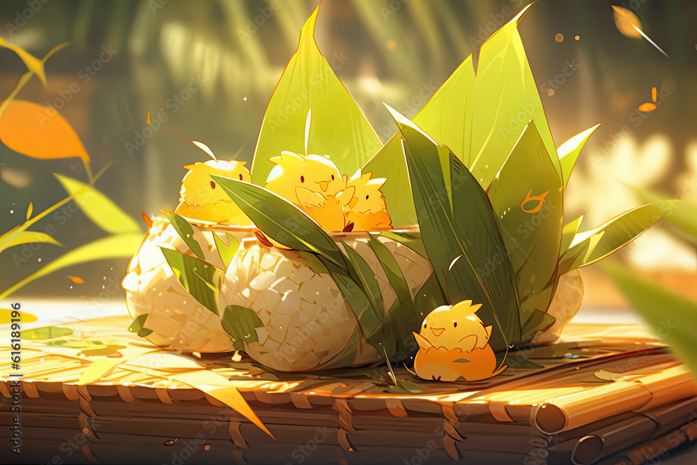 Cute sticky rice dumplings personification. Traditional food of Chinese ...