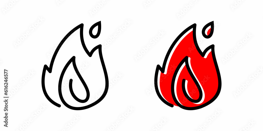 fire leaf line art outline logo design icon simbols vector illustration ...