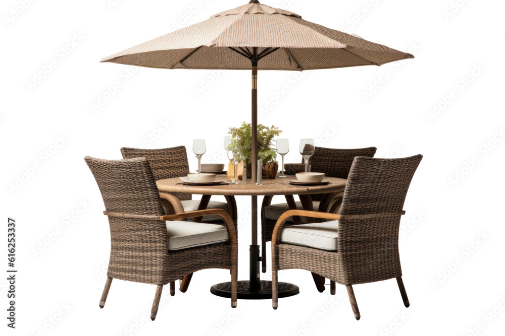 outdoor dining set isolated on a transparent background, generative ai ...