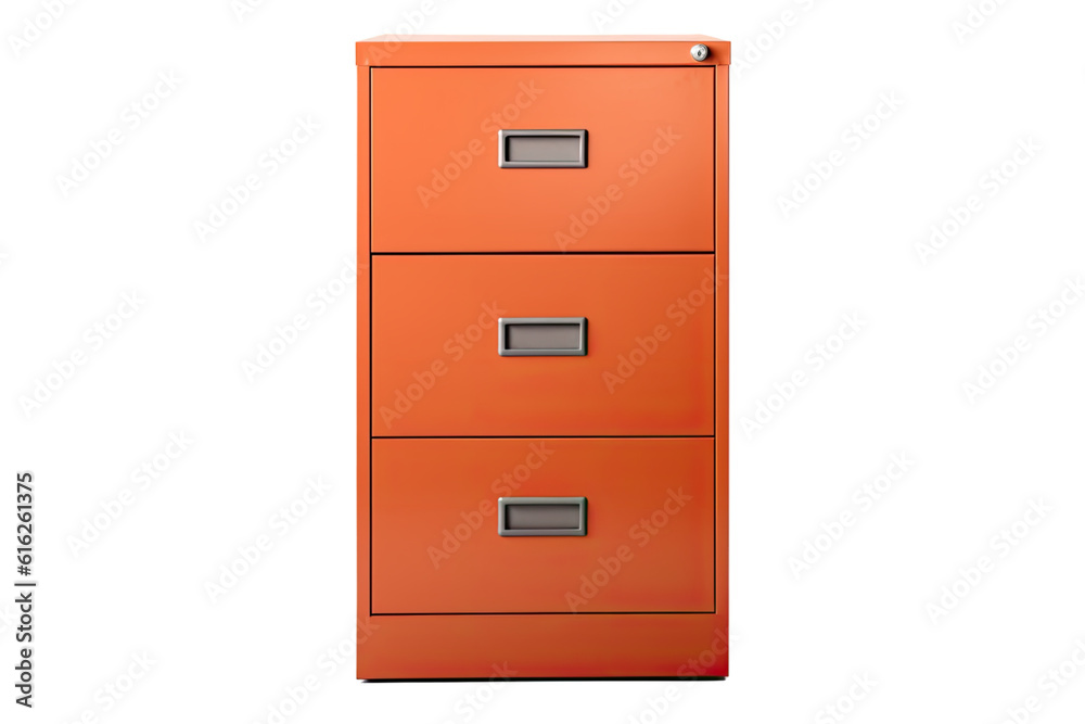 orange filing cabinet isolated on a transparent background, generative ...