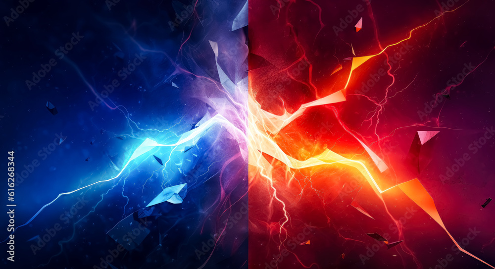 Blue vs red lightning bright background. Stock Illustration | Adobe Stock